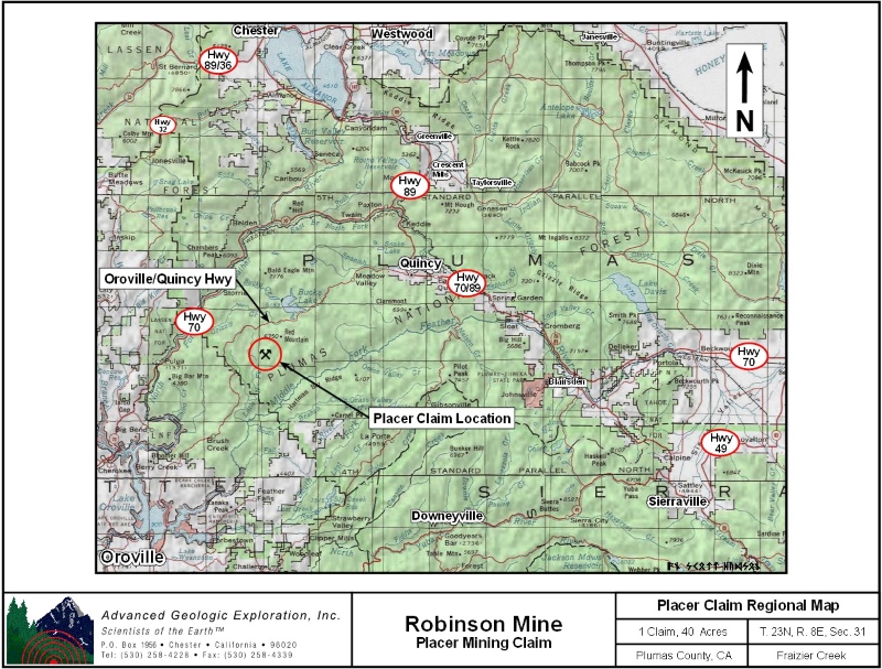 AGE, Claims For Sale, Granite Basin- Boulder Creek, Robinson Mine